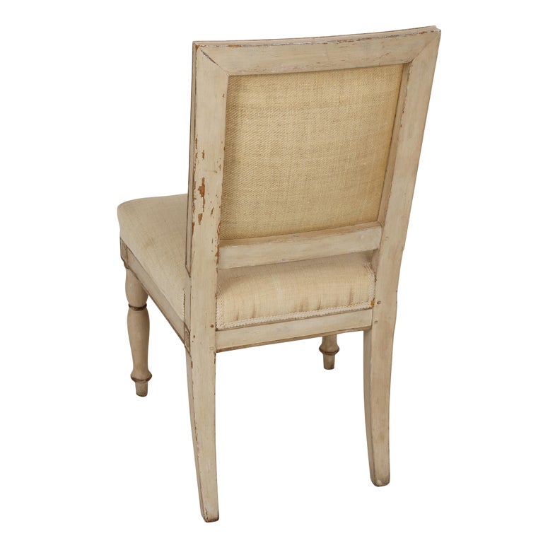 Pair of French Ivory Wood Painted Antique Chairs For Sale at 1stDibs