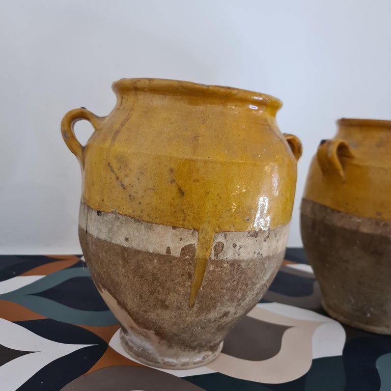 Pair of French Jars from the 19th Century, Provencal Glazed Pottery For ...