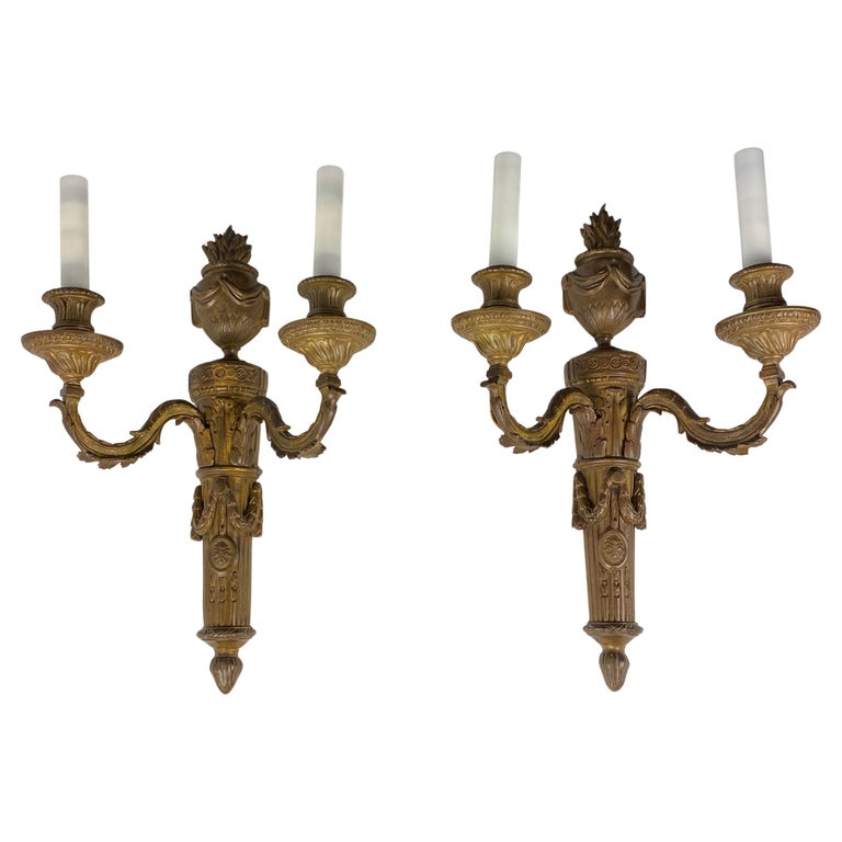 Pair of French Late 18th Century Louis XVI Style Bronze Sconces For ...