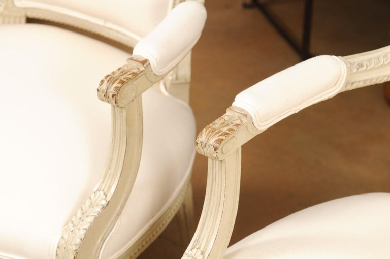 Pair of French Late 19th Century Louis XVI Style Armchairs with Carved ...