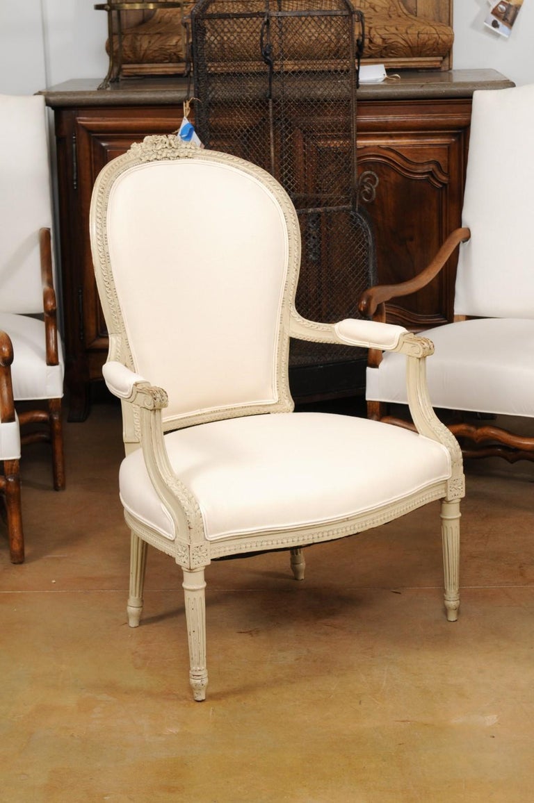 Pair of French Late 19th Century Louis XVI Style Armchairs with Carved ...