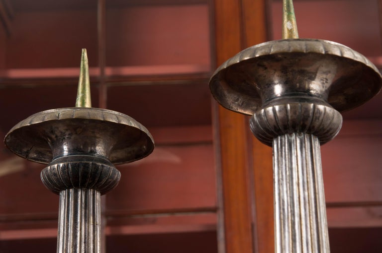 Pair of French Late 19th Century Silver Plate Altar Candlesticks at 1stDibs