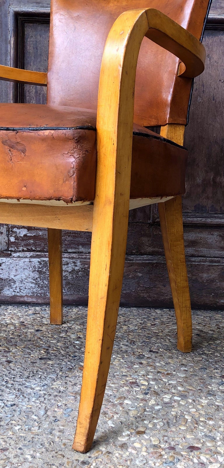 Pair of French Leather Covered Bridge Chairs 'Individually Priced' For ...