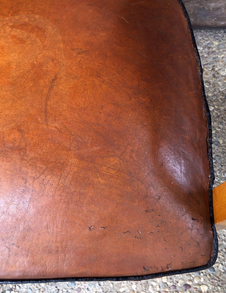 Pair of French Leather Covered Bridge Chairs 'Individually Priced' For ...