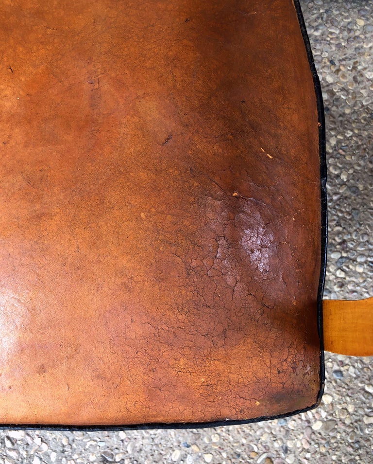 Pair of French Leather Covered Bridge Chairs 'Individually Priced' For ...