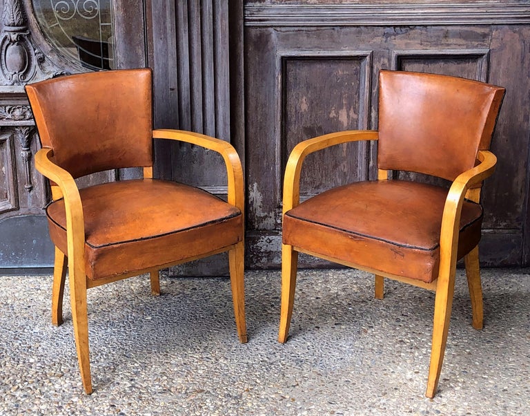 Pair of French Leather Covered Bridge Chairs 'Individually Priced' For ...