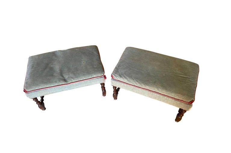 Pair of French Louis XIII Style Stools For Sale at 1stDibs