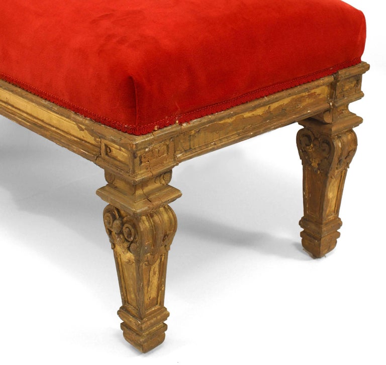 Pair of French Louis XIV Red Velvet Benches For Sale at 1stDibs