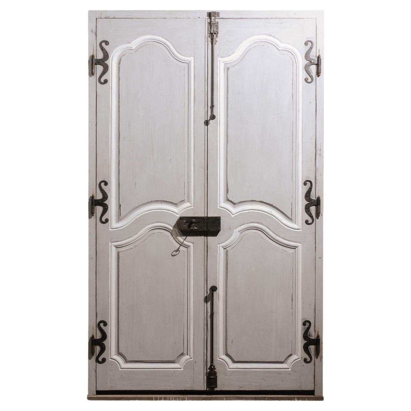 Pair of French Louis XV Style White and Gold Painted Doors For Sale at ...