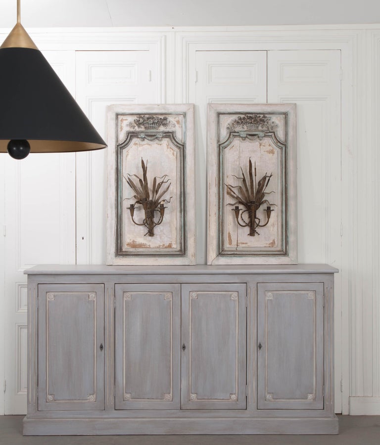Pair of French Louis XV Hand Painted and Carved Oak Boiserie Panels at ...