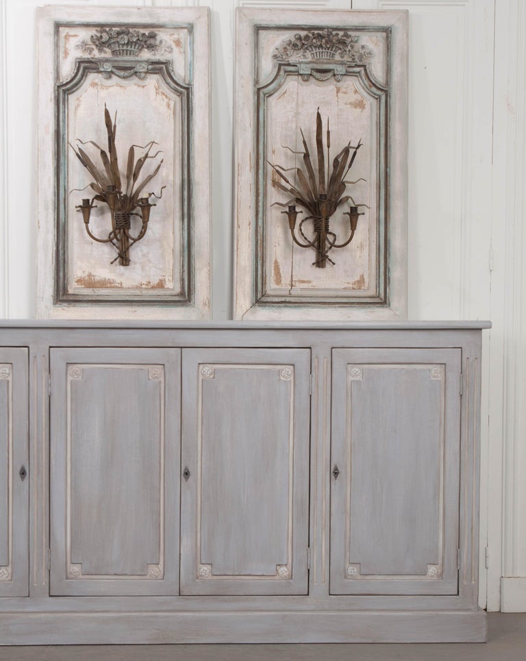 Pair of French Louis XV Hand Painted and Carved Oak Boiserie Panels at ...