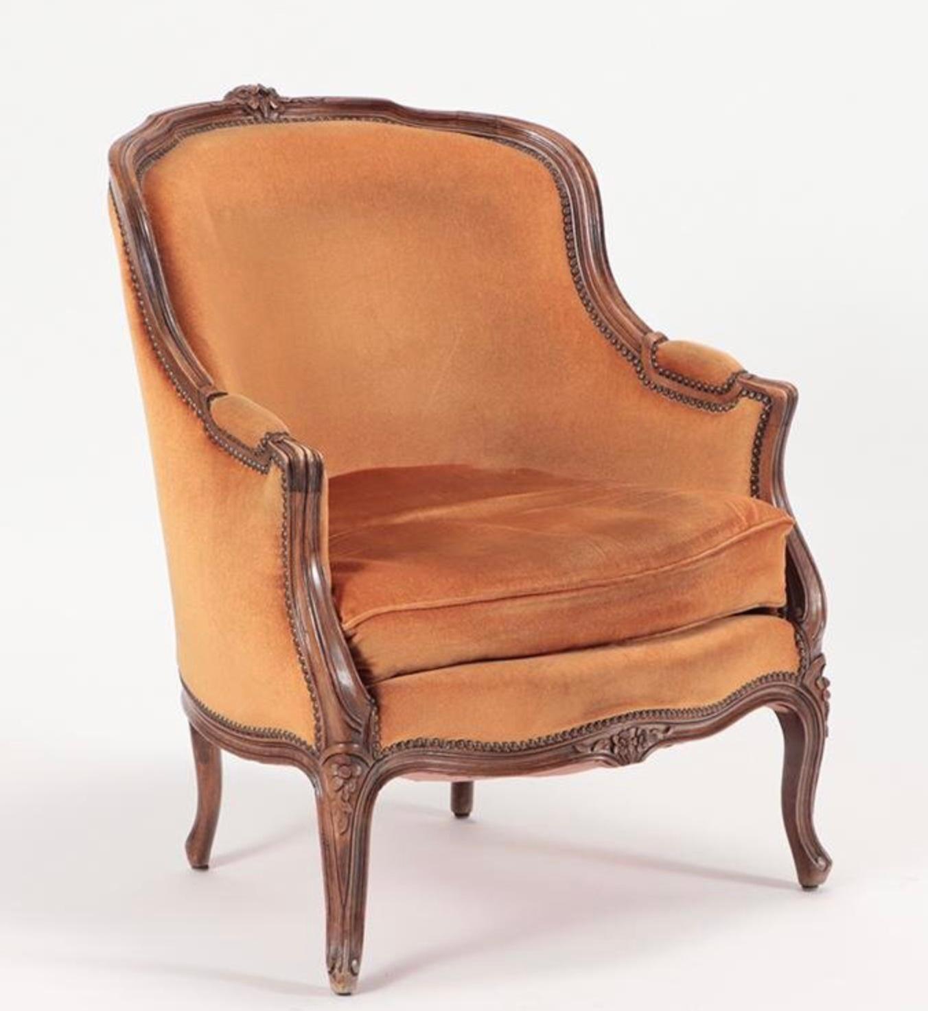Pair of French Louis XV Style Bergere Chairs at 1stDibs