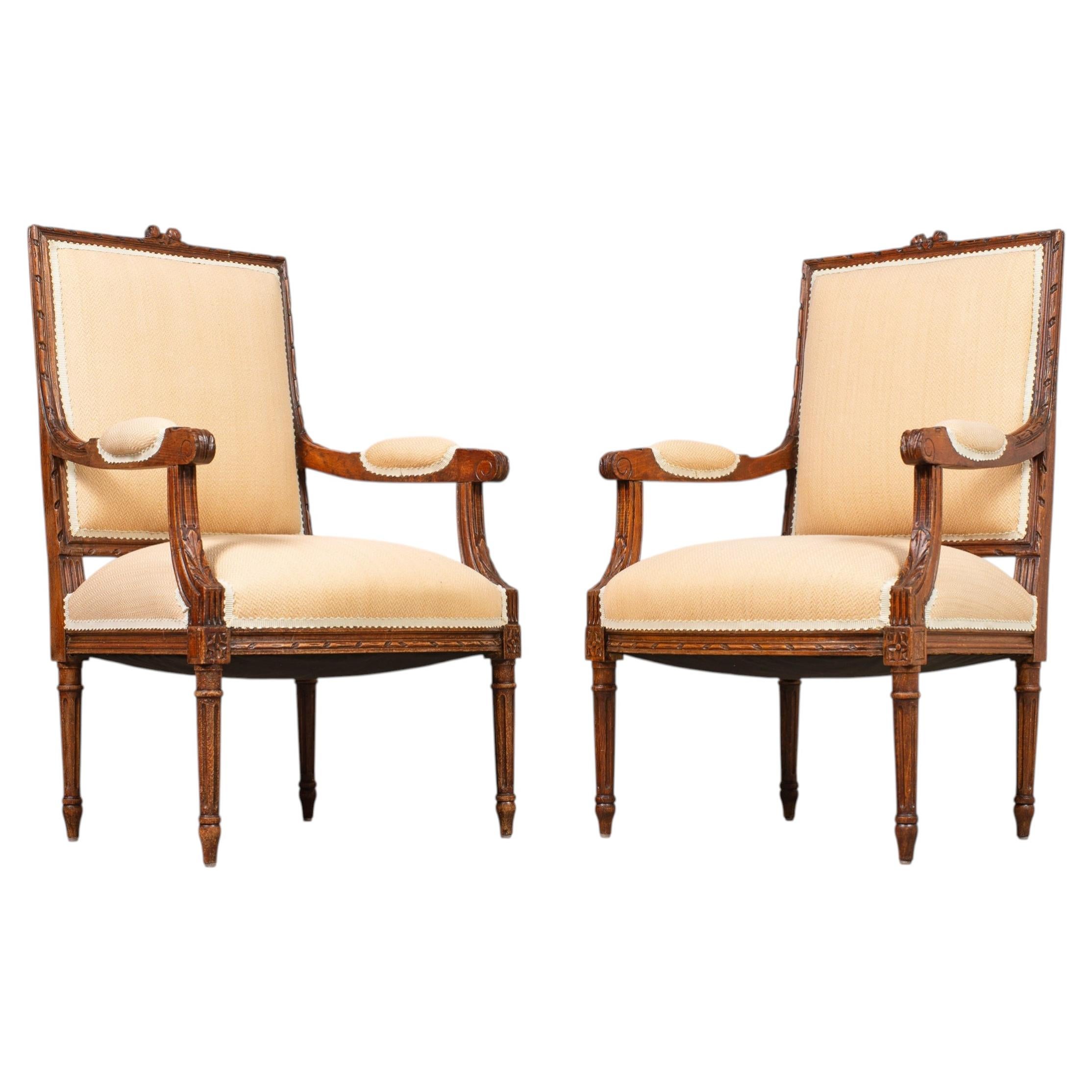 French Louis XV Provincial Style Carved Walnut Cane Back Arm Chairs - a ...