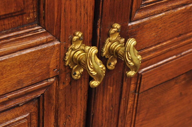 Pair of French Louis XVI Oak Interior Double Doors with Bronze Rococo ...