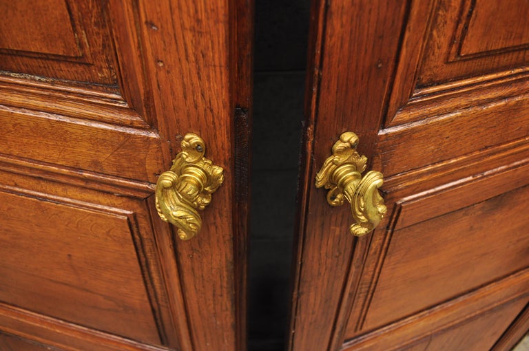 Pair of French Louis XVI Oak Interior Double Doors with Bronze Rococo ...