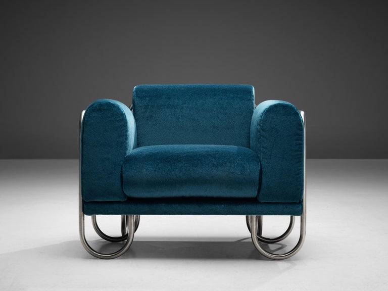 French Lounge Chairs with Tubular Frames at 1stDibs
