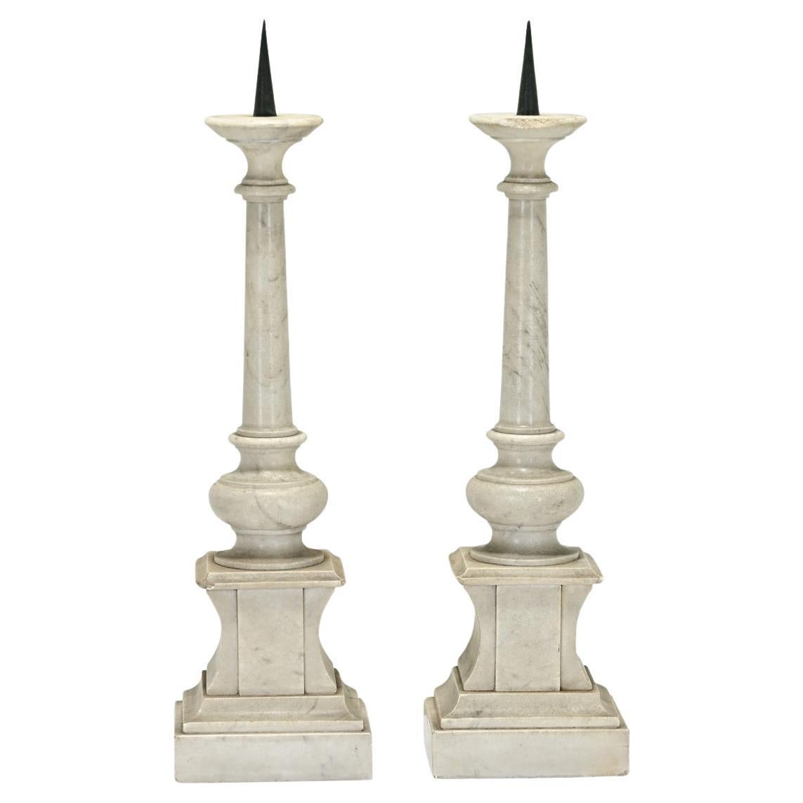 Pair of French Marble Candlesticks at 1stDibs
