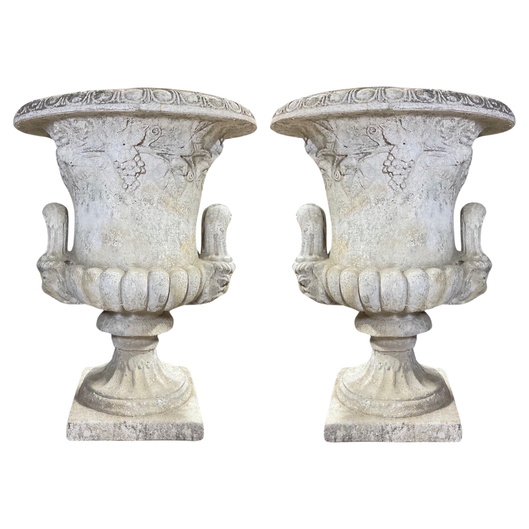 Pair of French Medici Composite Planters For Sale at 1stDibs