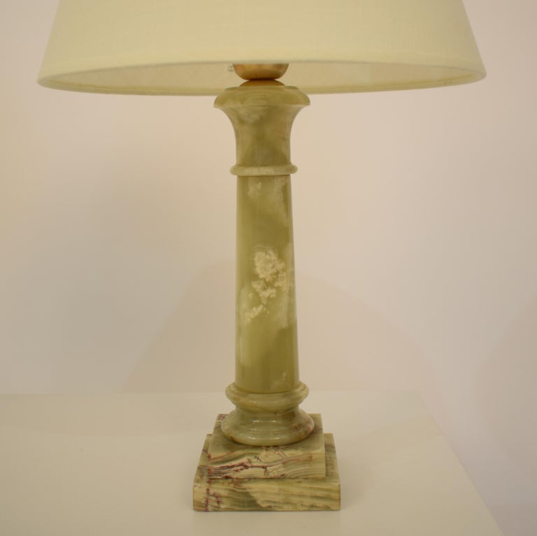 Pair of French Midcentury Green Alabaster Table Lamps, circa 1970 at ...