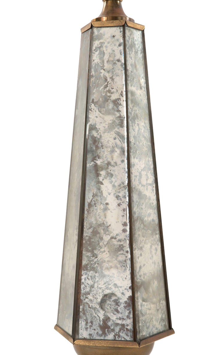 Pair of French Mid-Century Mirrored Hexagonal Obelisks For Sale at 1stDibs