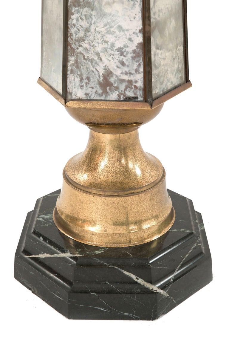 Pair of French Mid-Century Mirrored Hexagonal Obelisks For Sale at 1stDibs