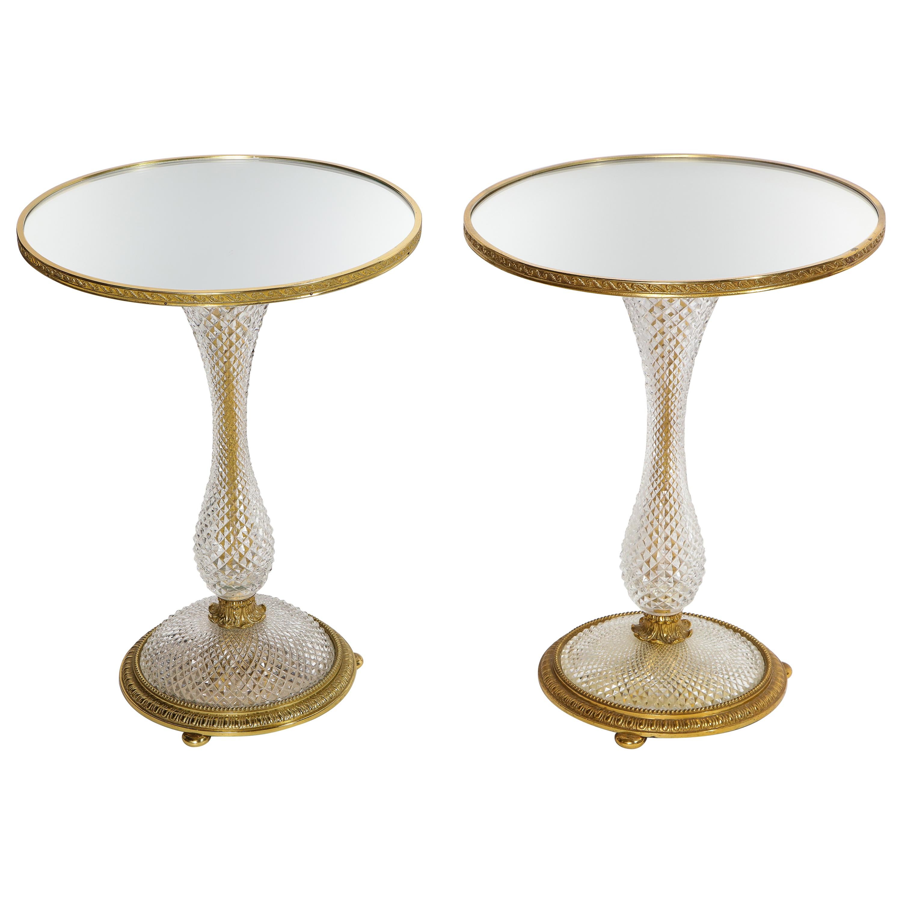 Fabulous Pair of Bronze and Marble Top Round Tables at 1stDibs
