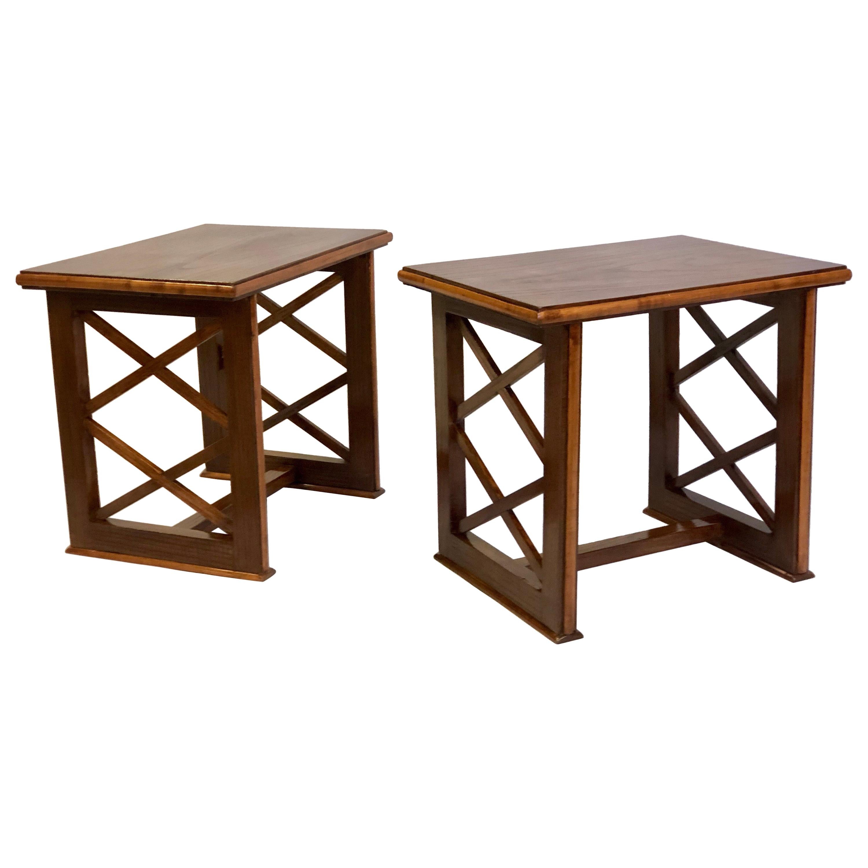 Pair of French Modern Neoclassical Wood End or Side Tables, Andre Arbus ...
