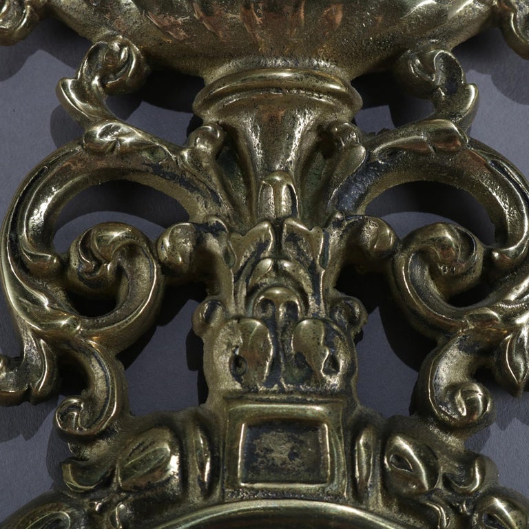 Pair of French Neoclassical Mirrored Brass Flaming Urn Candle Wall ...