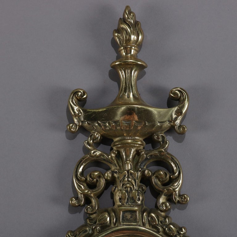 Pair of French Neoclassical Mirrored Brass Flaming Urn Candle Wall ...