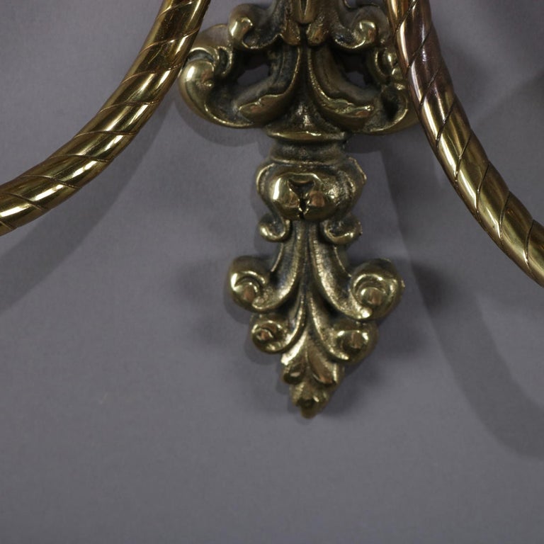 Pair of French Neoclassical Mirrored Brass Flaming Urn Candle Wall ...