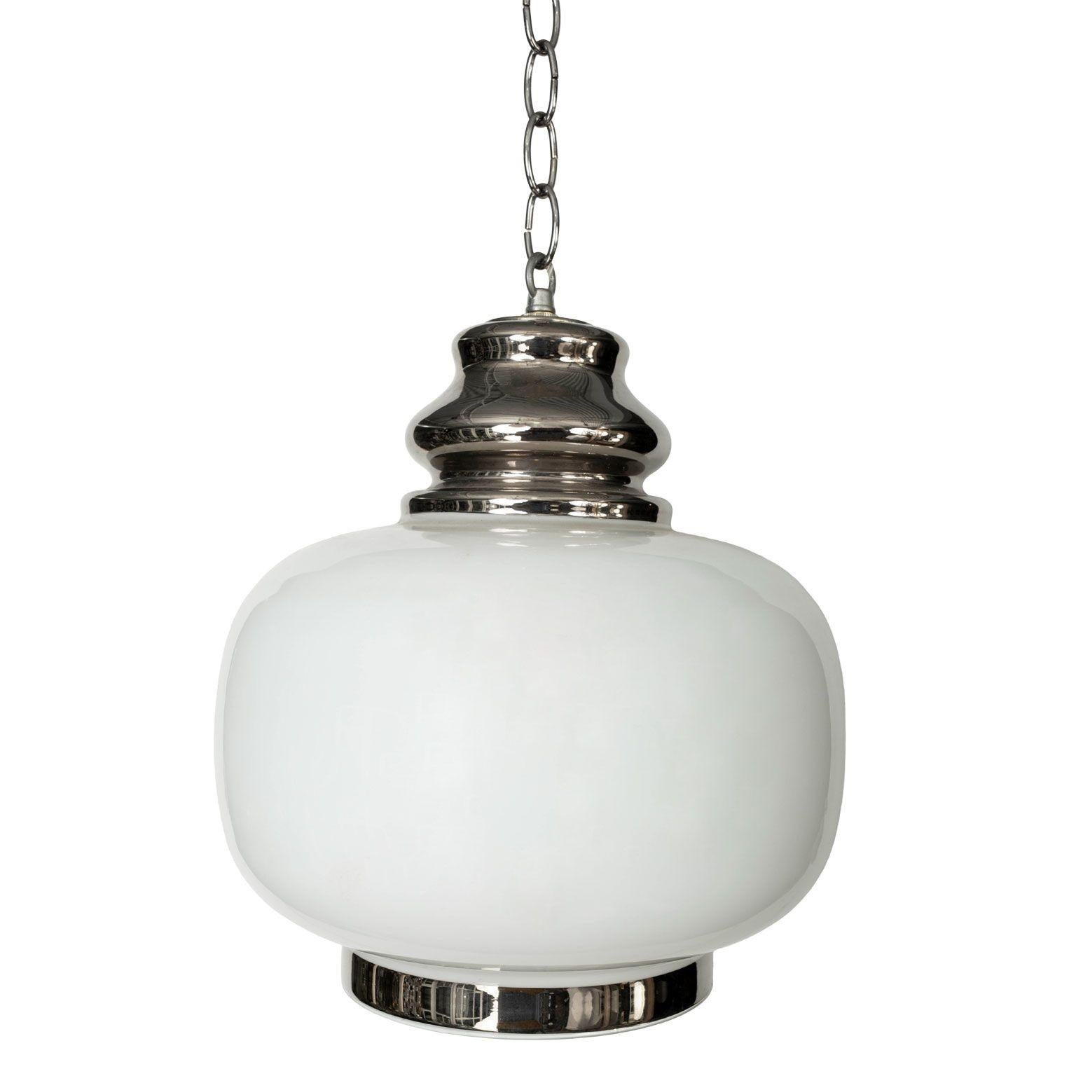 Pair of French Opaline Glass Pendant Lights For Sale at 1stDibs