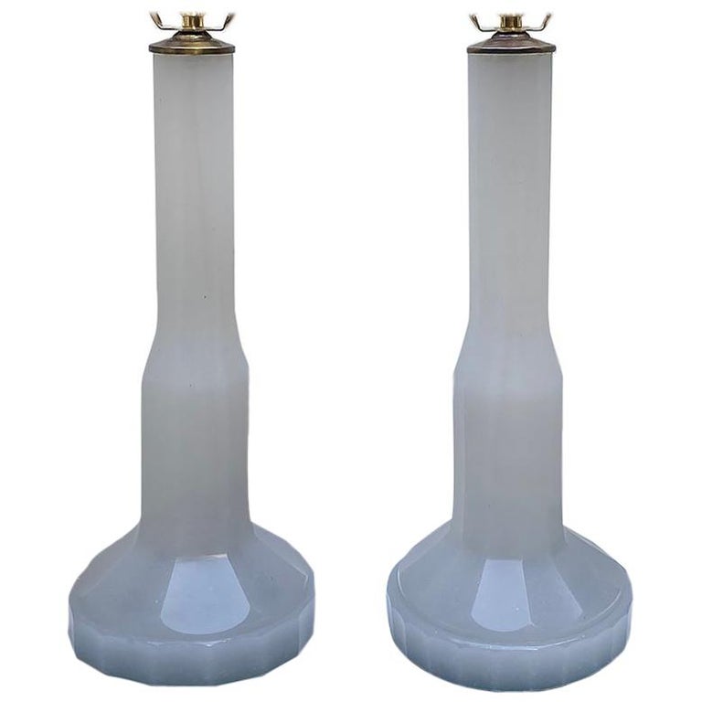 Pair of French Opaline Lamps For Sale at 1stDibs