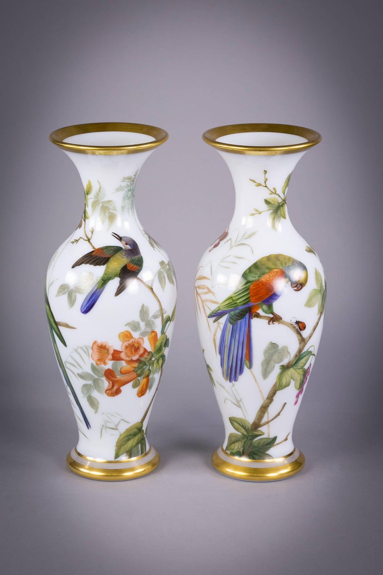 Pair of French Opaline Vases, Baccarat, circa 1835 For Sale at 1stDibs