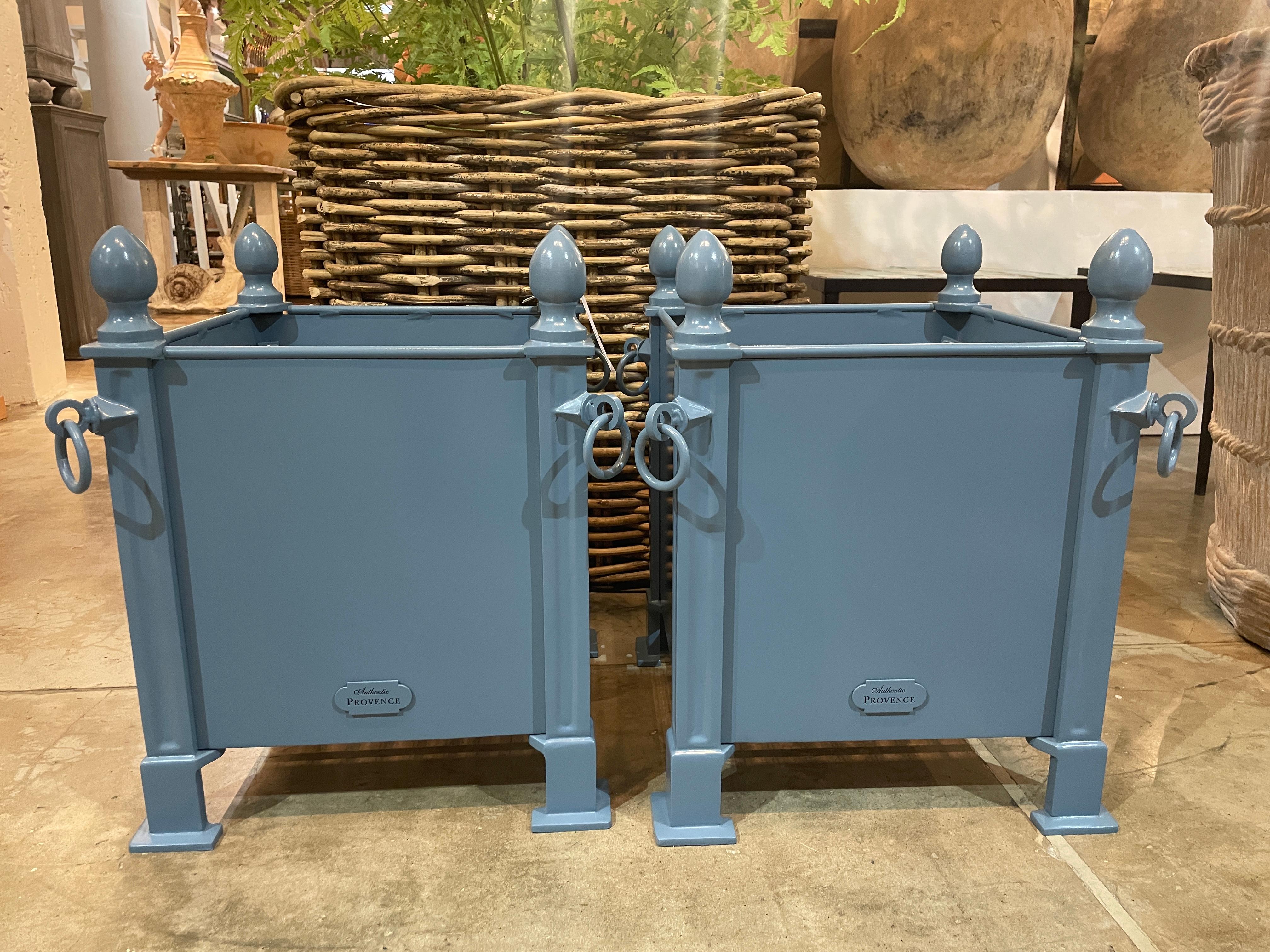 Pair of French Orangerie Planters in Buckland Blue Metal For Sale at ...