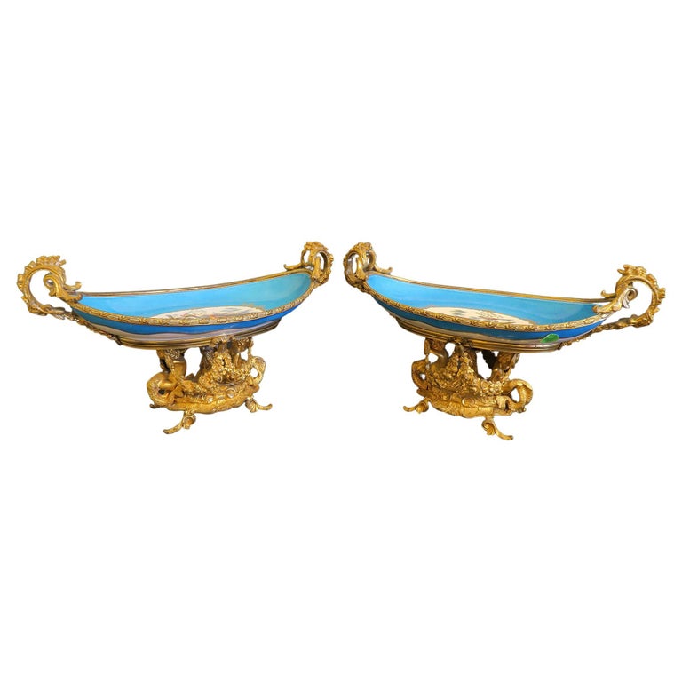 Pair Of French Ormolu Mounted Sevres Porcelain Centerpieces For Sale at ...
