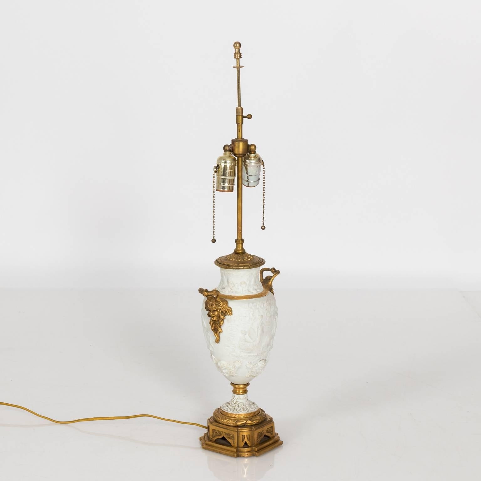 Pair of French Parian Ware Lamps For Sale at 1stDibs