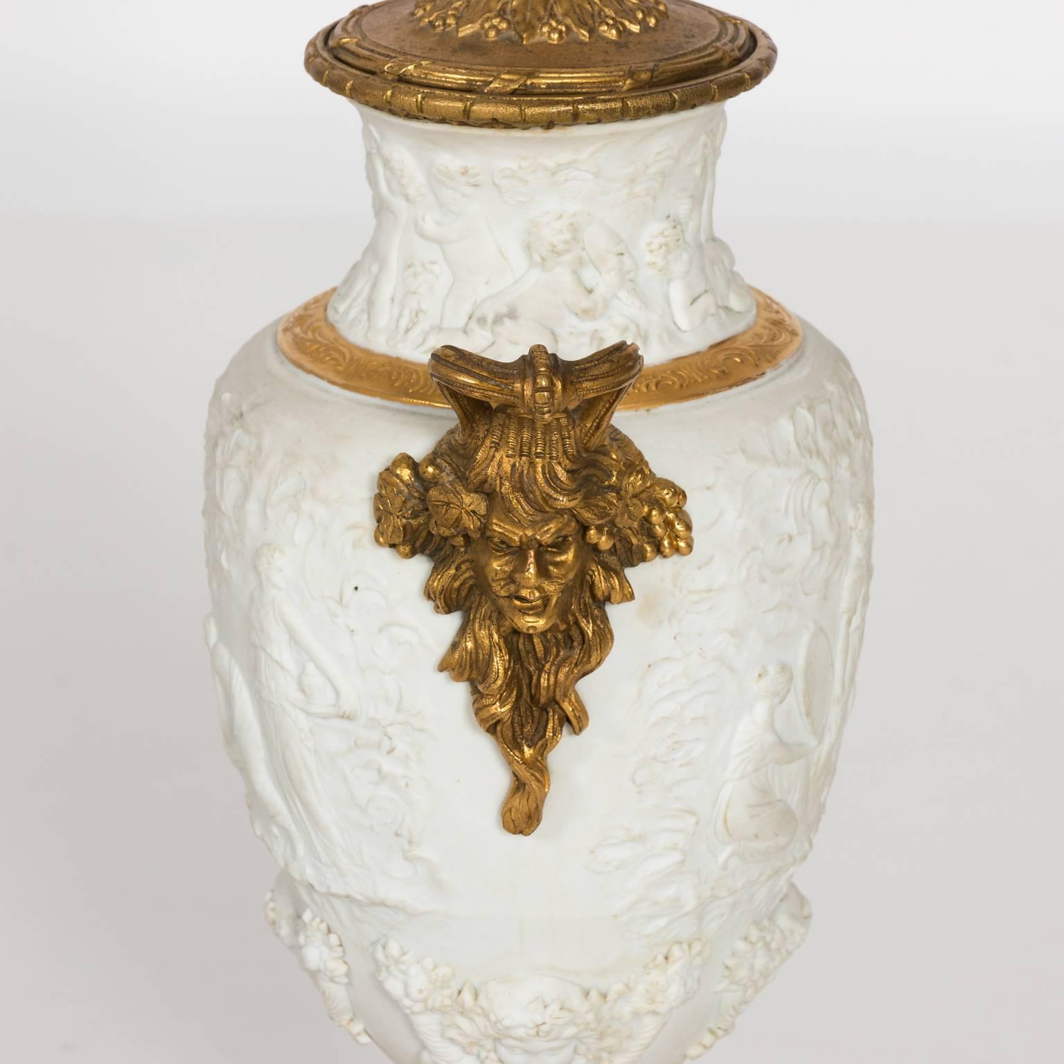 Pair of French Parian Ware Lamps For Sale at 1stDibs