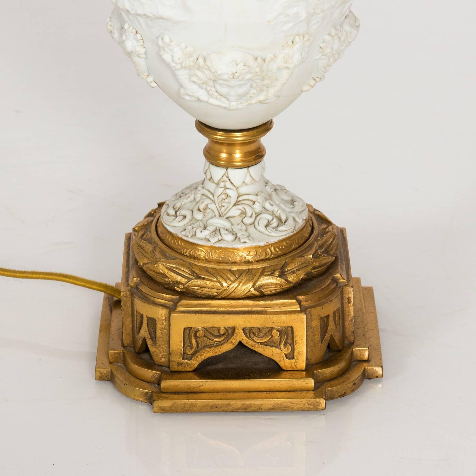 Pair of French Parian Ware Lamps For Sale at 1stDibs