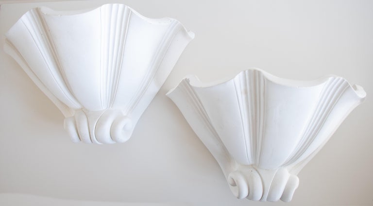 Pair of French Plaster Shell Sconces at 1stDibs