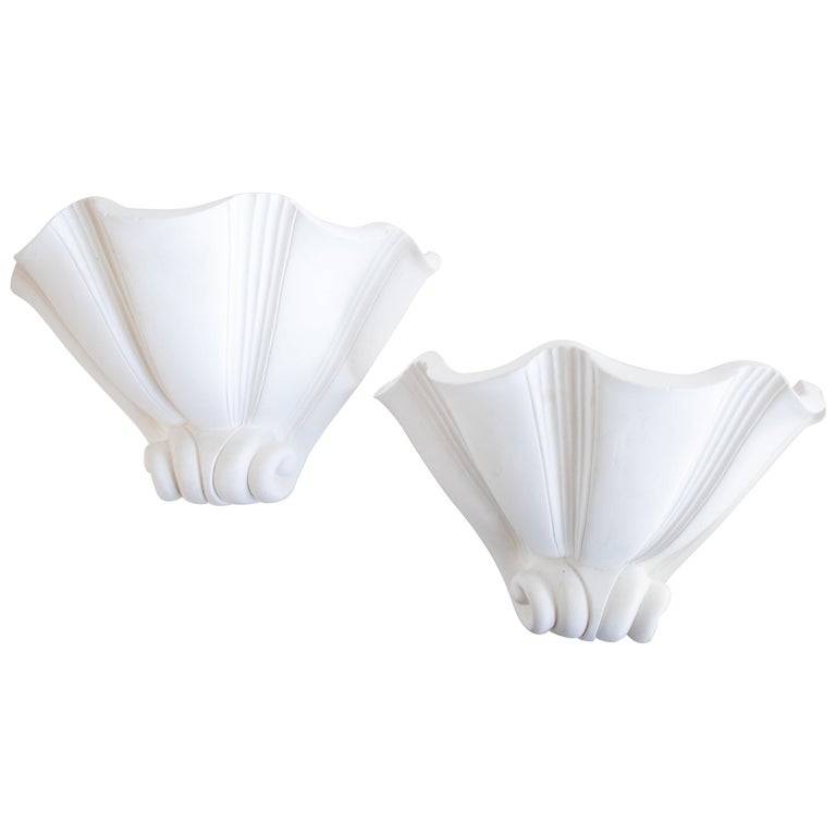 Pair of French Plaster Shell Sconces at 1stDibs