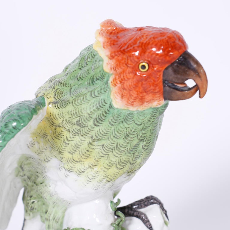 Pair of French Porcelain Parrots For Sale at 1stDibs