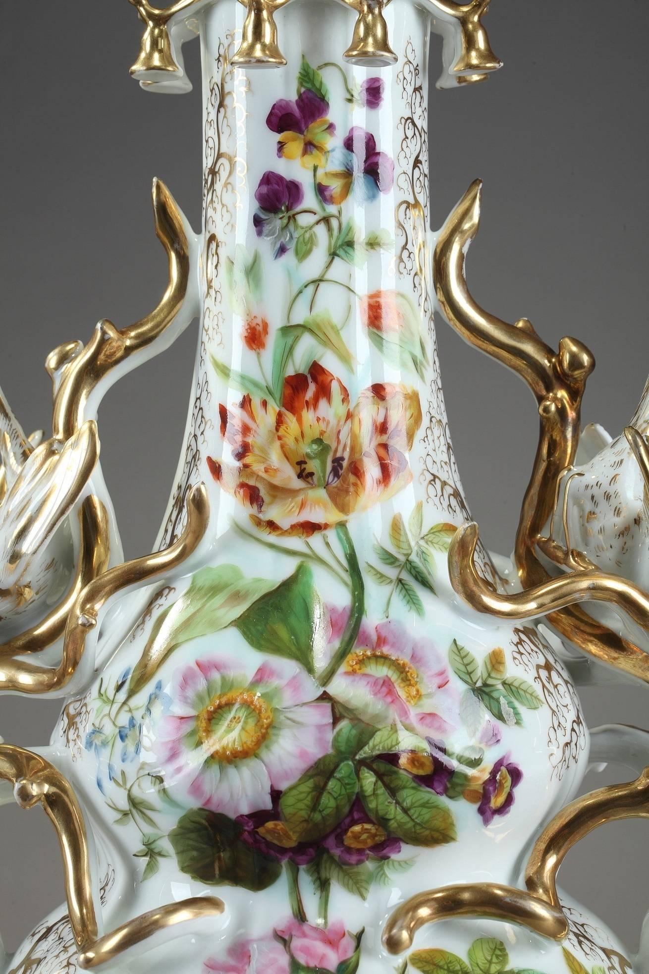 Pair of French Porcelain Vase-Mounted as Lamps in Louis XV Style at 1stDibs