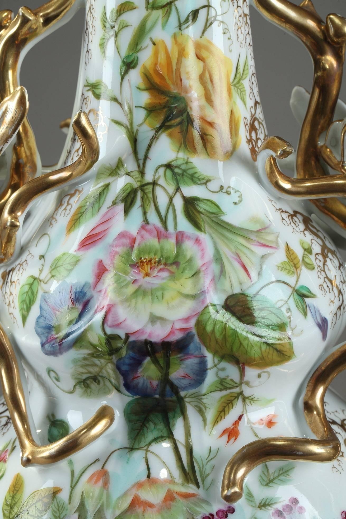 Pair of French Porcelain Vase-Mounted as Lamps in Louis XV Style at 1stDibs