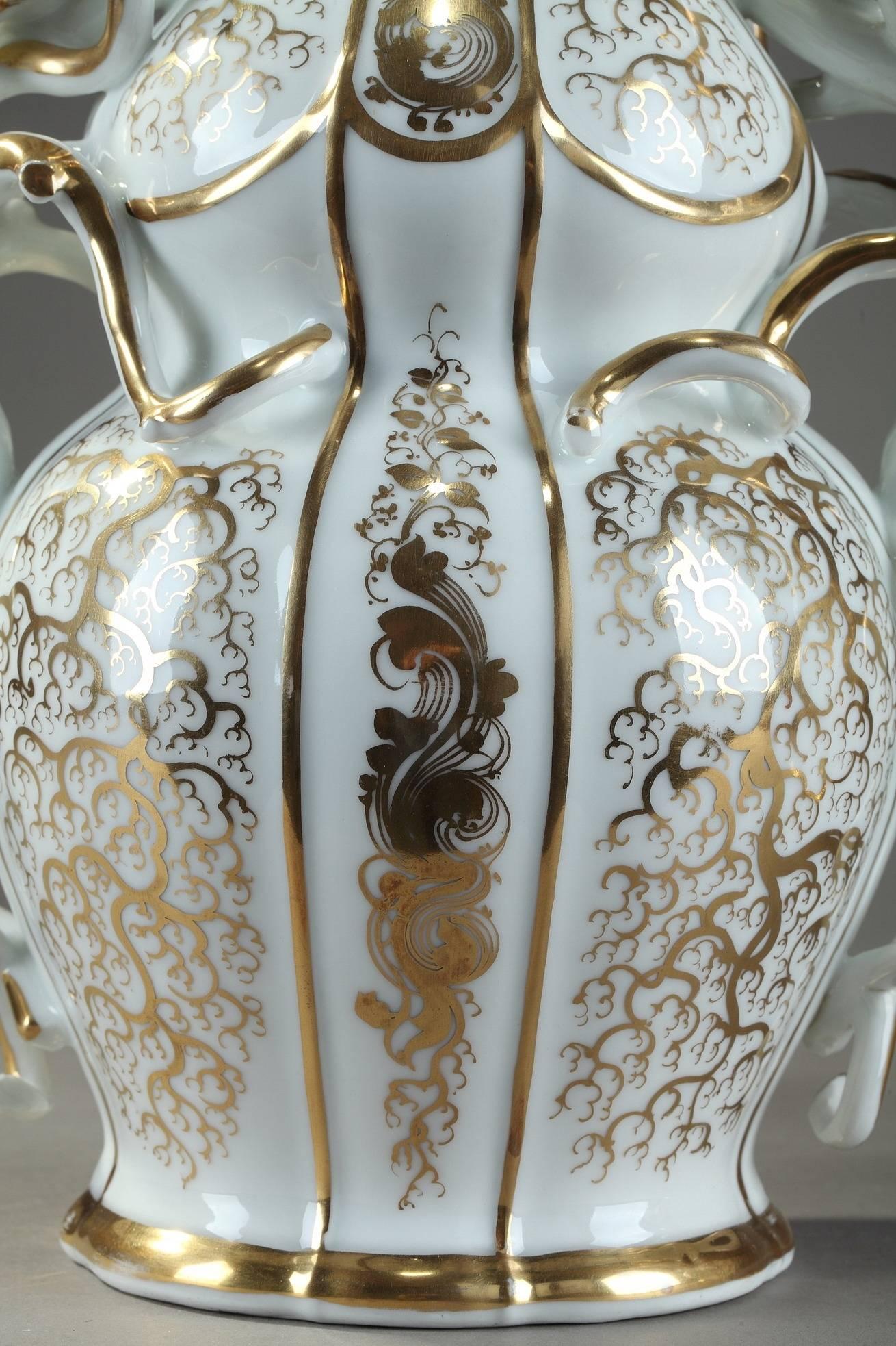 Pair of French Porcelain Vase-Mounted as Lamps in Louis XV Style at 1stDibs