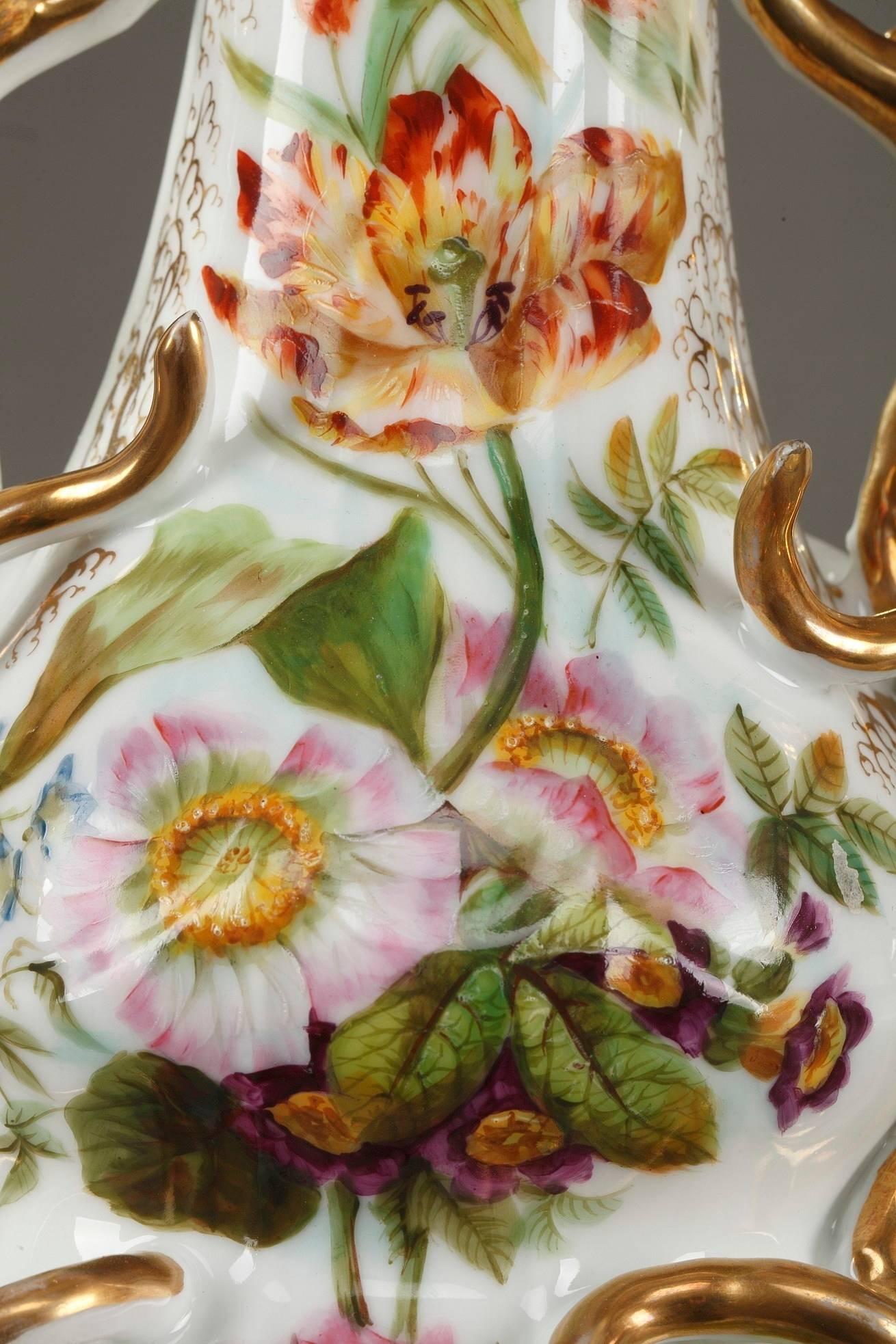 Pair of French Porcelain Vase-Mounted as Lamps in Louis XV Style at 1stDibs