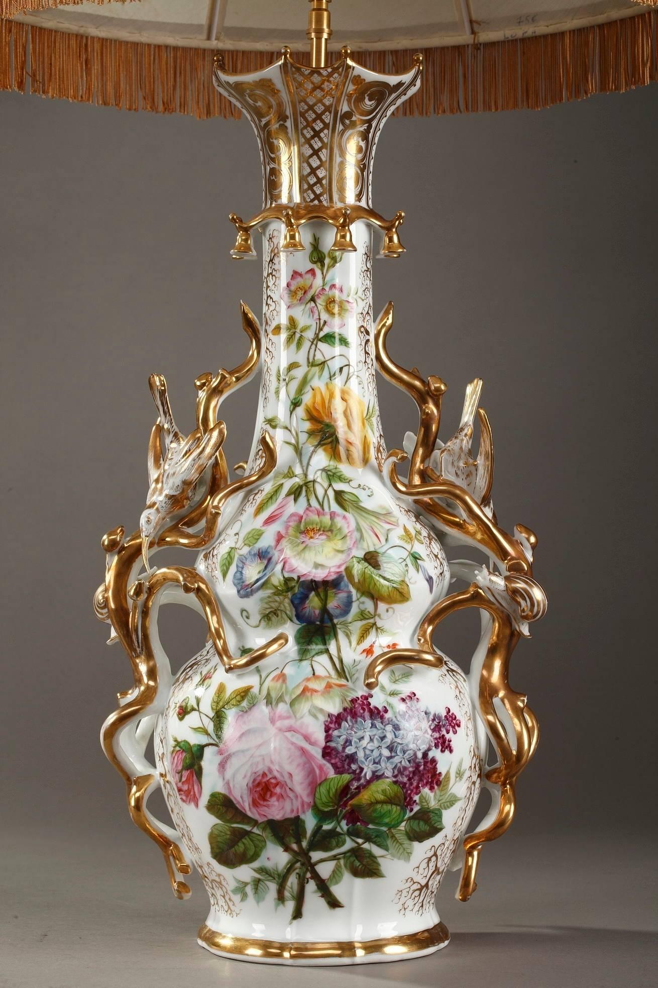 Pair of French Porcelain Vase-Mounted as Lamps in Louis XV Style at 1stDibs