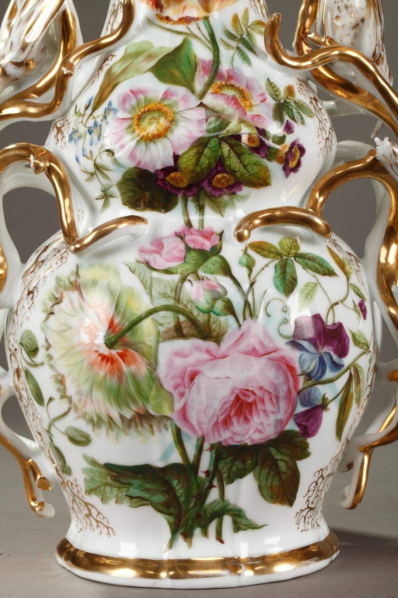 Pair of French Porcelain Vase-Mounted as Lamps in Louis XV Style at 1stDibs