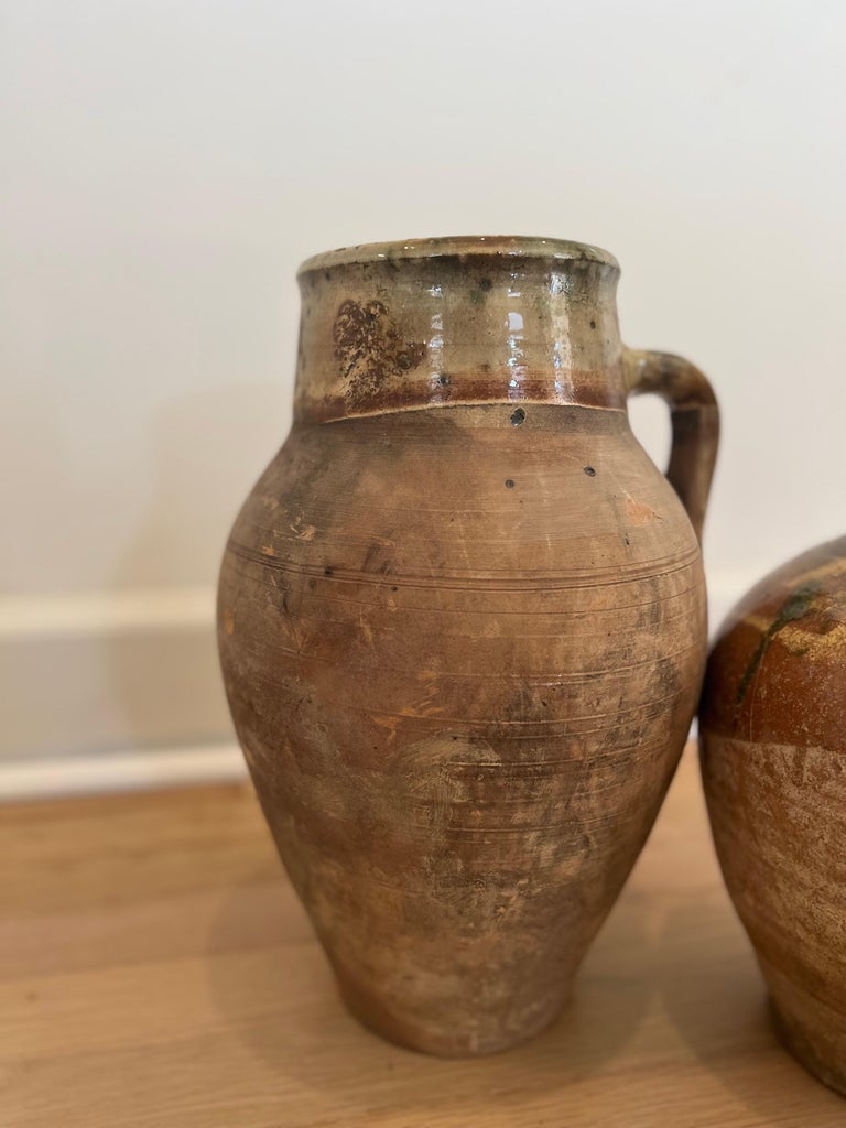 Pair of French Provincial Clay Amphora Pottery/Urns For Sale at 1stDibs