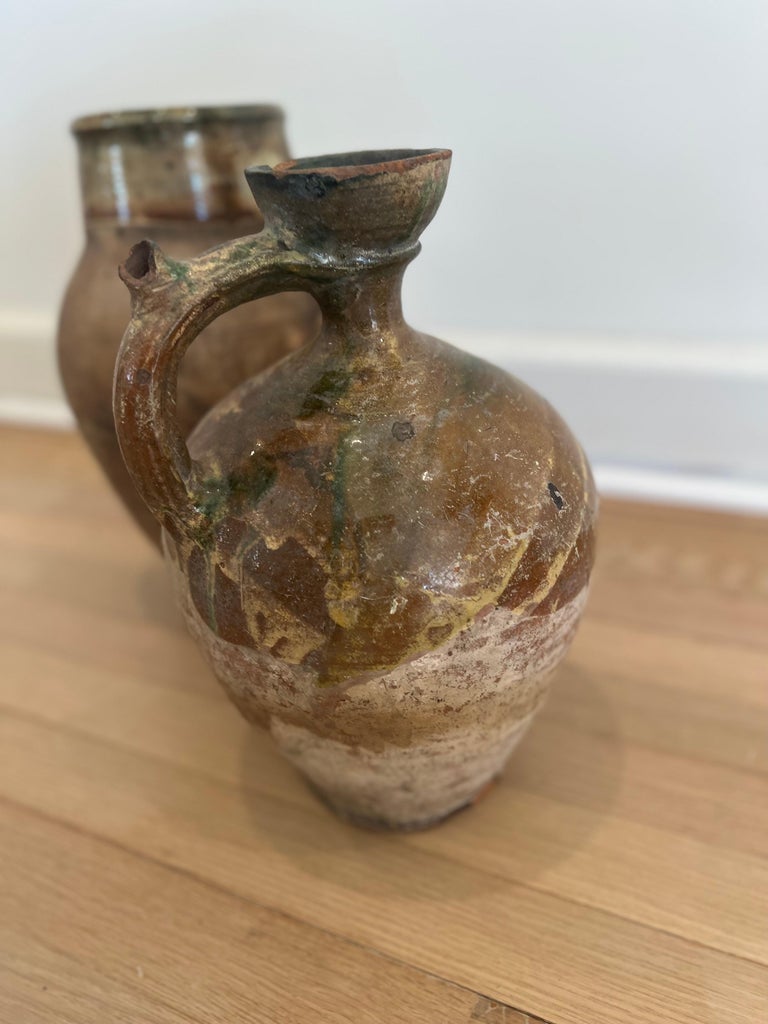 Pair of French Provincial Clay Amphora Pottery/Urns For Sale at 1stDibs