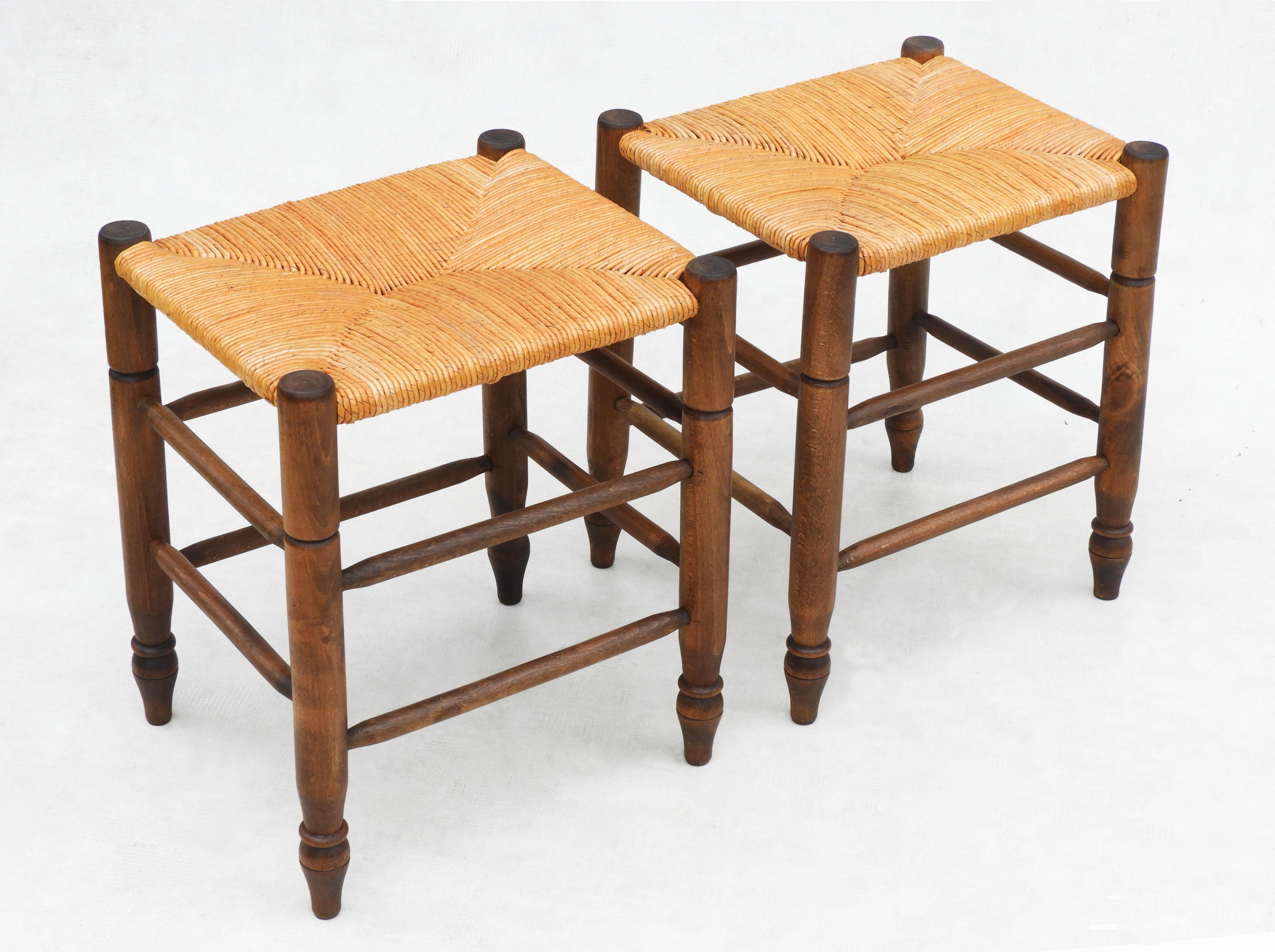 Pair of French Provincial Rush Seat Tabouret Stools circa 1960s France ...